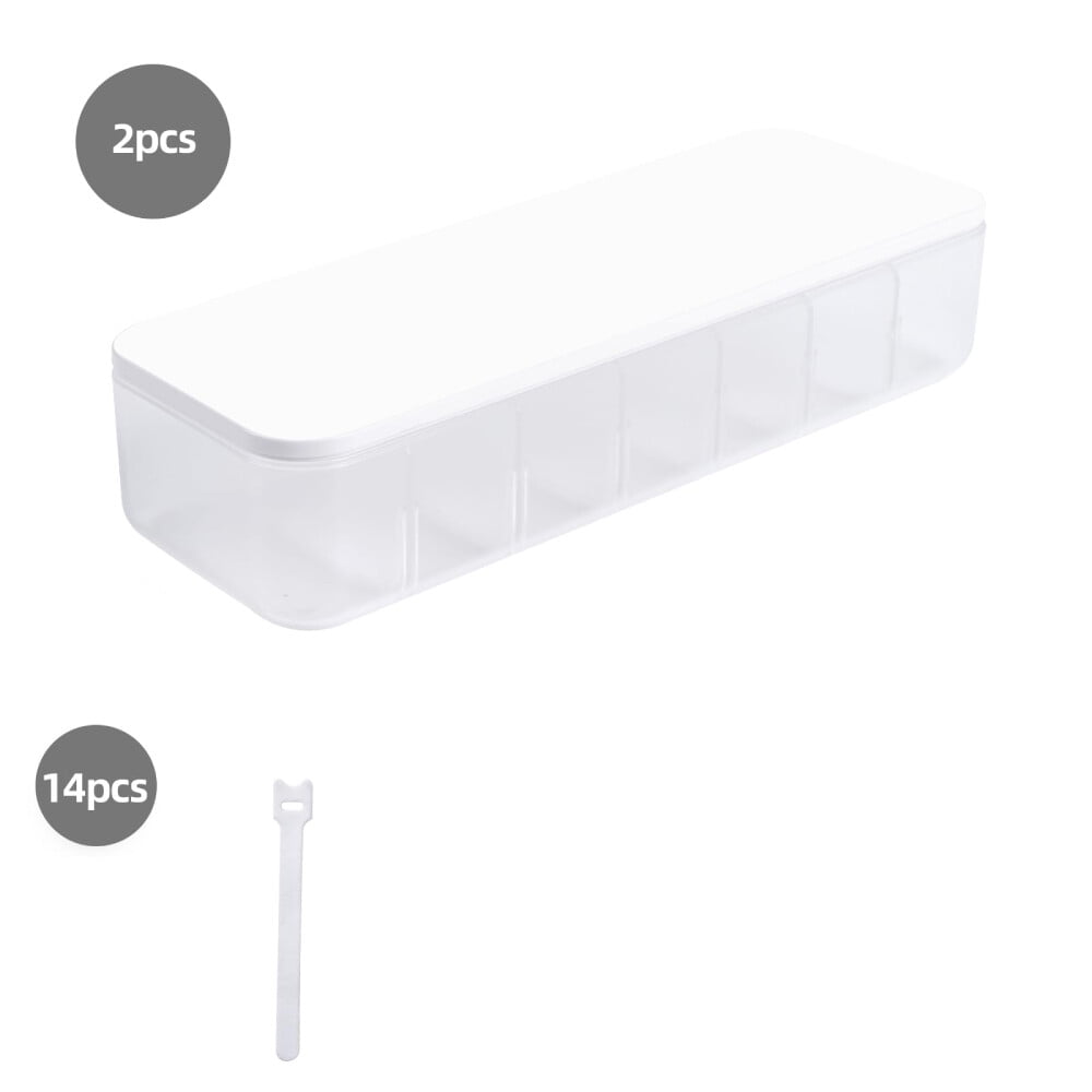 2 Cable Organizer Storage Box w/14 Wire Ties,Desktop Cable Management ...