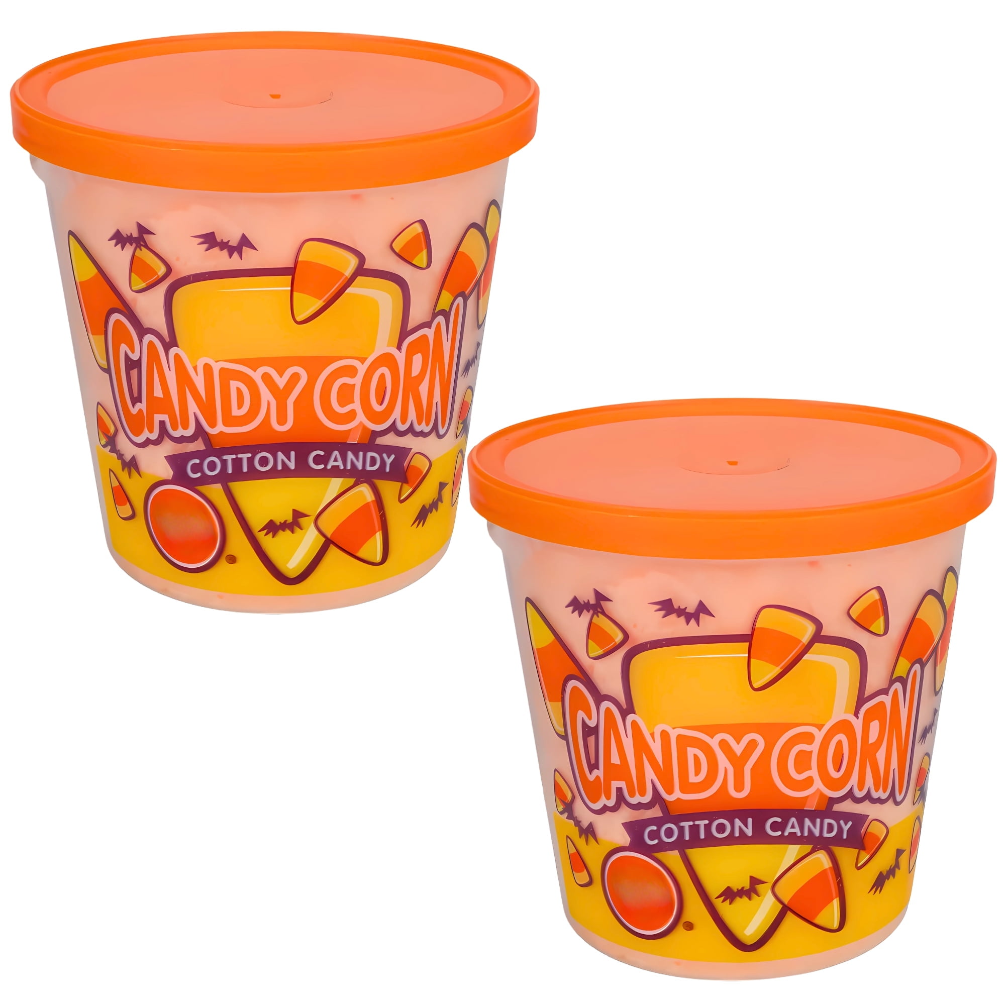 (2) Candy-Corn Flavor Cotton Candy Tubs 2.25 oz Treats for Halloween ...