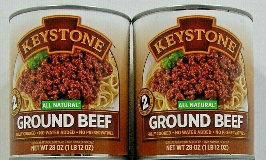 (2 Cans Pack) Keystone All Natural Ground Beef 28 oz Can Emergency ...