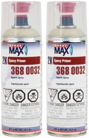 2 Cans SprayMax 3680032 2K Epoxy Rust Cure Primer Beige 14.1 oz Aerosol ...