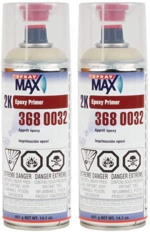 2 Cans SprayMax 3680032 2K Epoxy Rust Cure Primer Beige 14.1 oz Aerosol ...