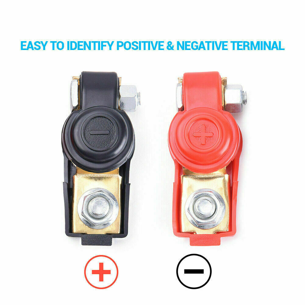 2 Car Battery Terminal Connector Top Post Positive Negative Heavy Duty ...