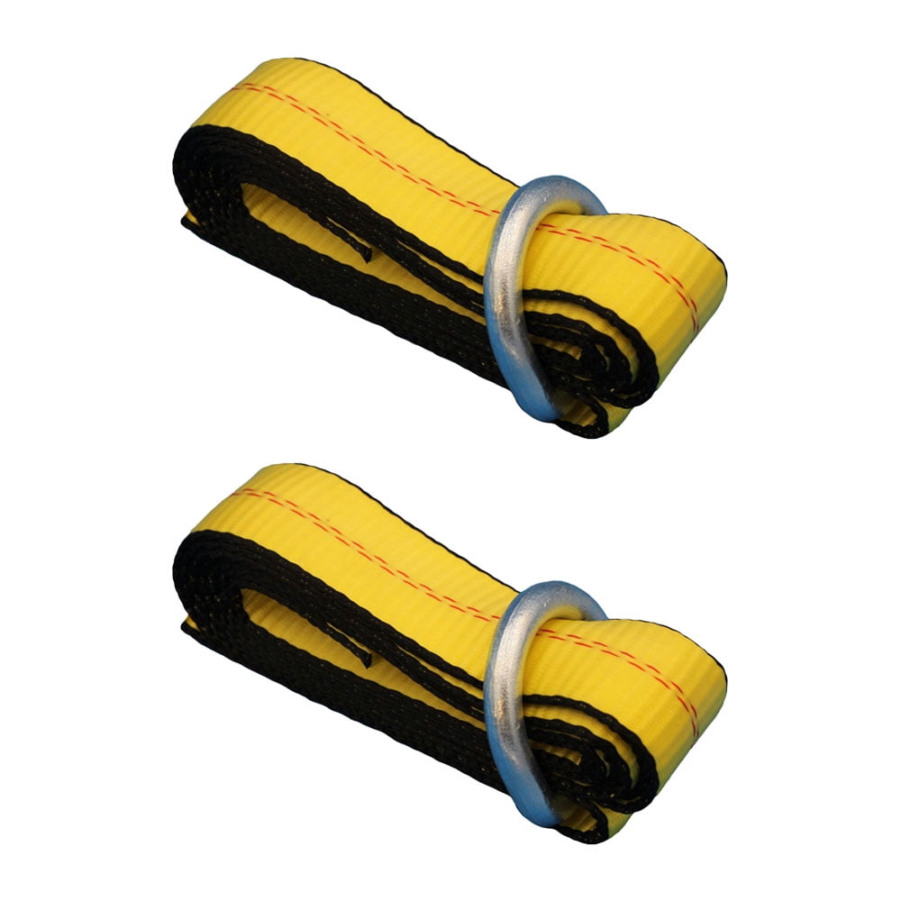 (2) Car Hauler Yellow Lasso Wheel Tie Down Straps 8' w/D-Ring for Tow ...
