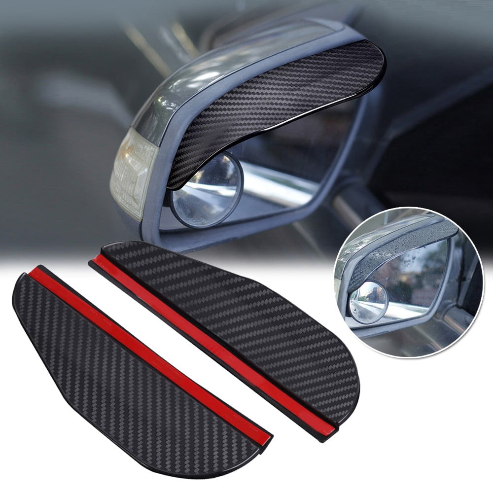 2* Car Rear View Mirror Rain Shield Carbon Fiber Look Visor Sun Shade ...