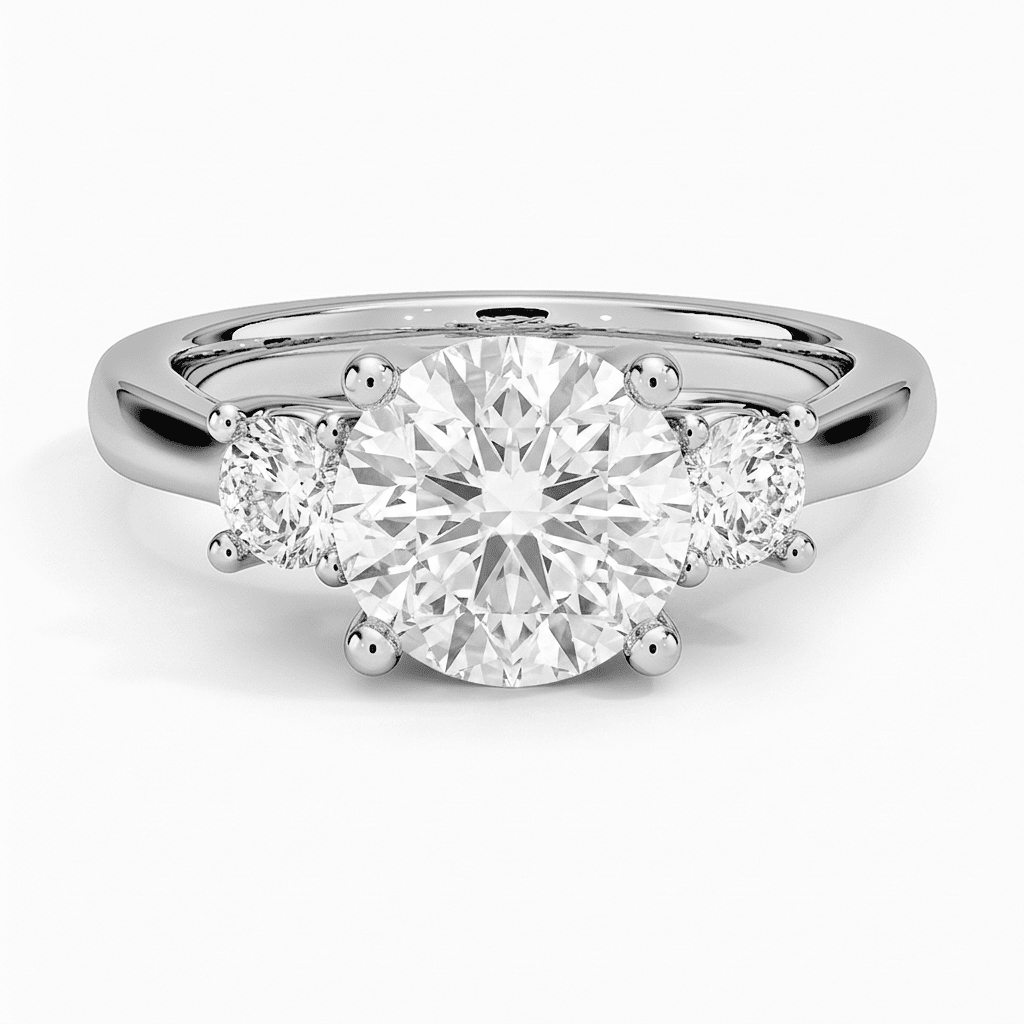 2 Carat 14K White Gold Lab Grown Round Diamond Three Stone Ring for ...