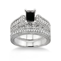 Art Deco 3 Carat Square Shape Blue Sapphire And Moissanite Diamond ...