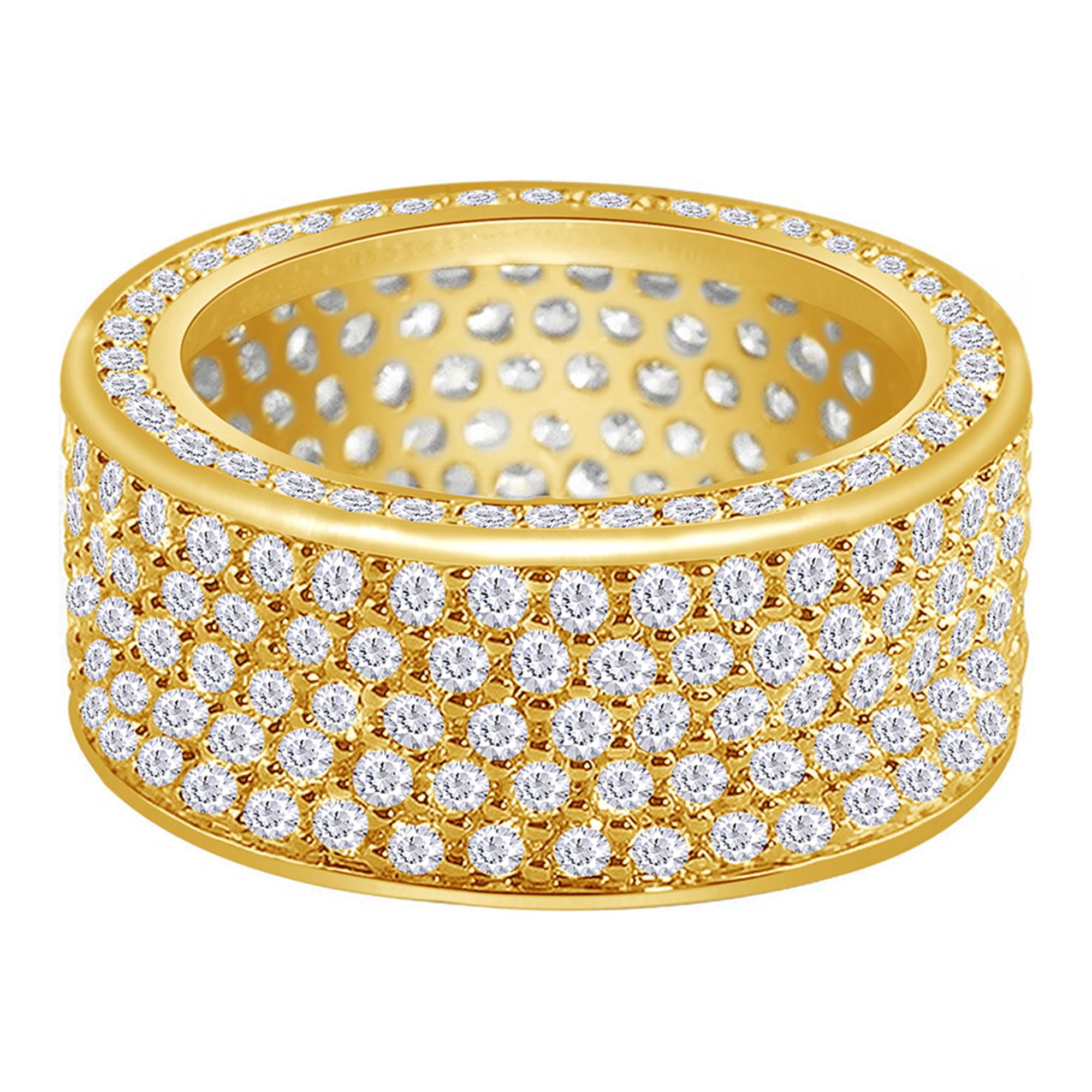 AFFY 2 Carat (Ctw) Round Shape White Natural Diamond Iced Out Hip Hop ...