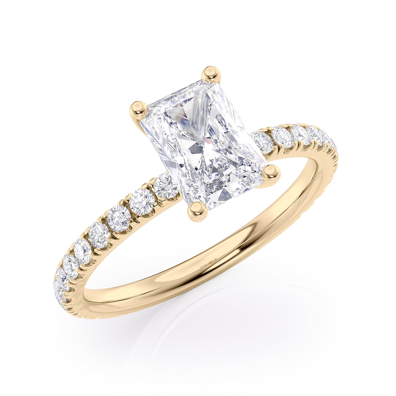 2 Carat Diamond and Radiant Cut Moissanite Engagement Ring in 14k ...