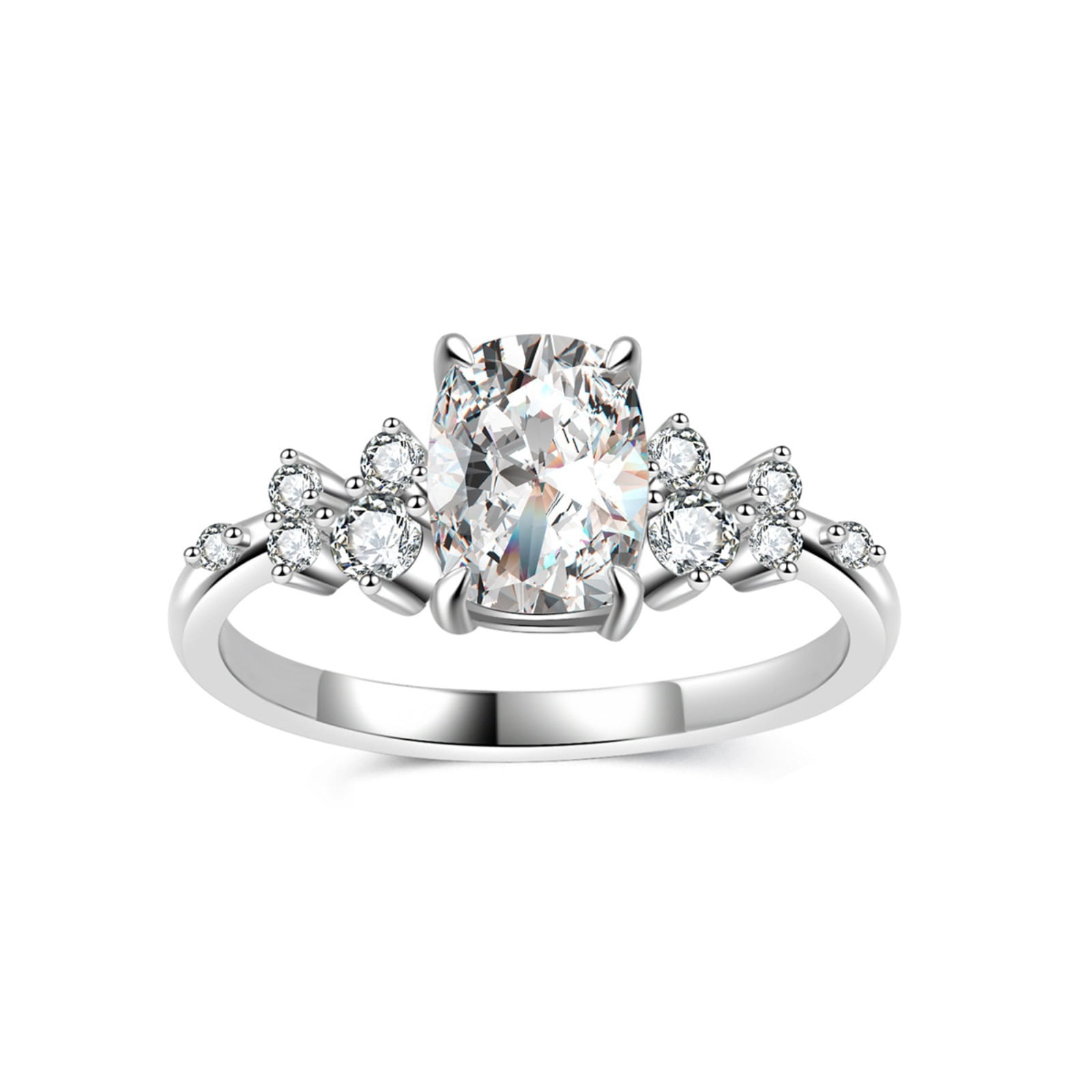 2 Carat Elongated Cushion Cut Moissanite Engagement Ring D Color VVS1 ...