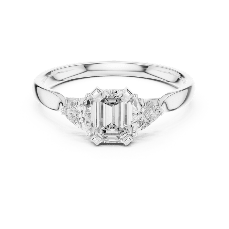 2 Carat Emerald Cut Three Stone Moissanite Diamond D Color Anniversary ...