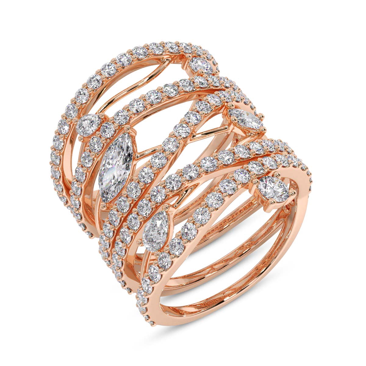 2 Carat IGI Certified 14K Rose Gold LAB GROWN Diamond Ivy Cocktail Ring ...