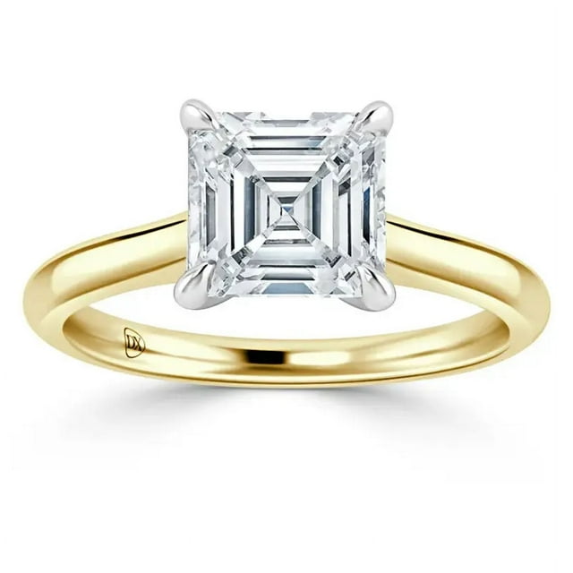 OM-RE 2 Carat Asscher Shape Lab Grown Diamond Engagement Ring, 14K ...