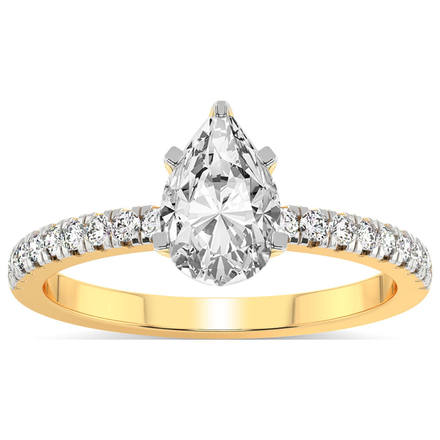 2 Carat IGI Certified Pear Shape Lab Grown Diamond Engagement Ring | 14K Yellow Gold | Venetia ...