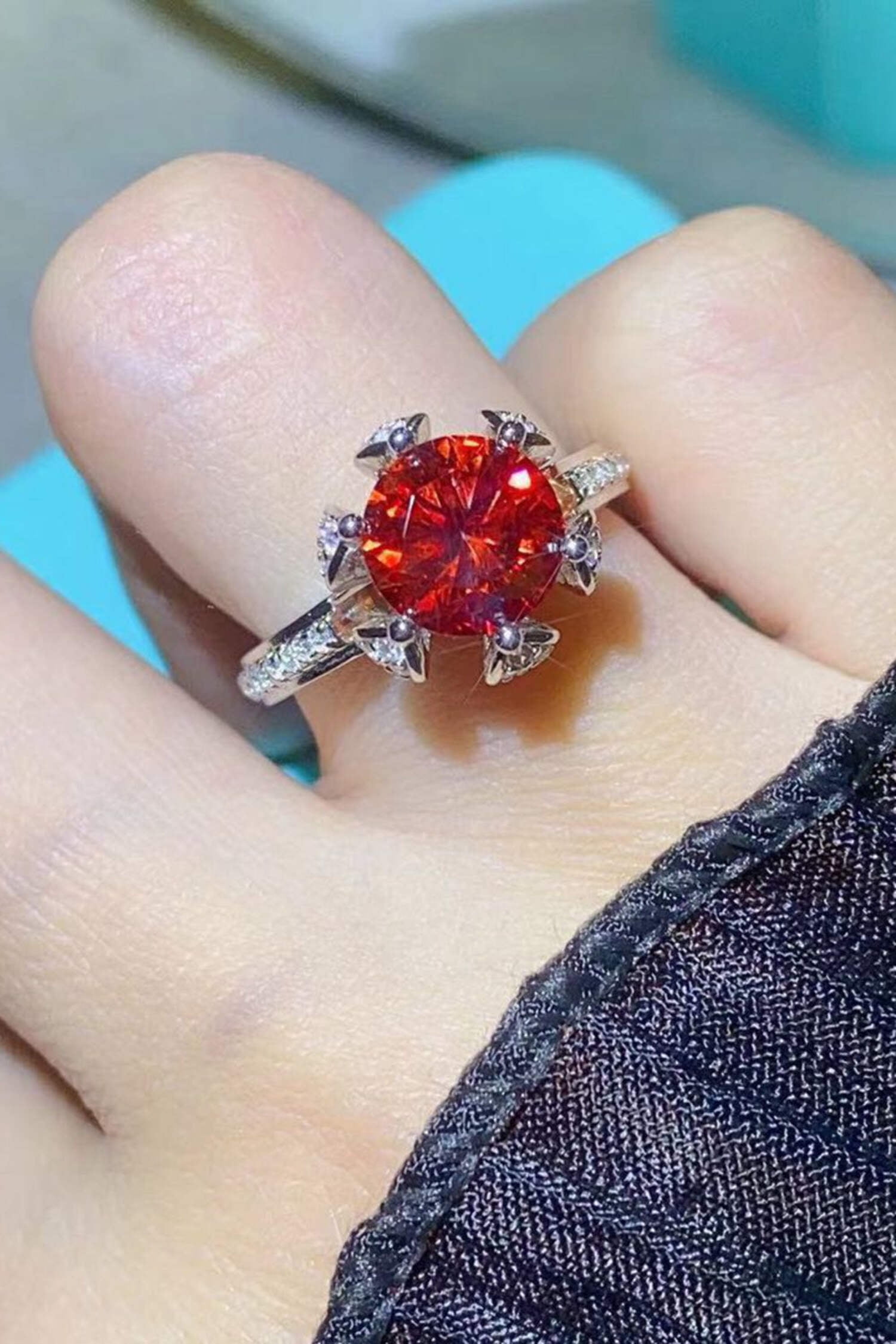 2 Carat Moissanite 6-Prong Ring in Phoenix Fire - Walmart.com