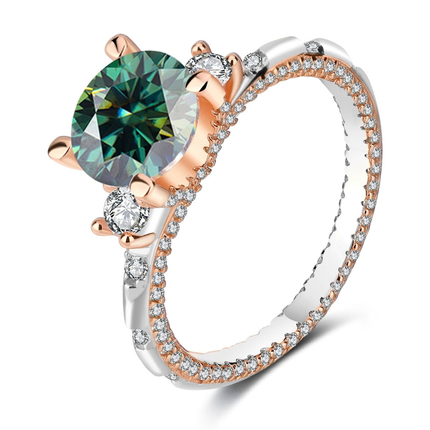 2 Carat Moissanite Rings for Women D-Color Clarity 18K Moissanite Wedding Rings Set for Bridal ...