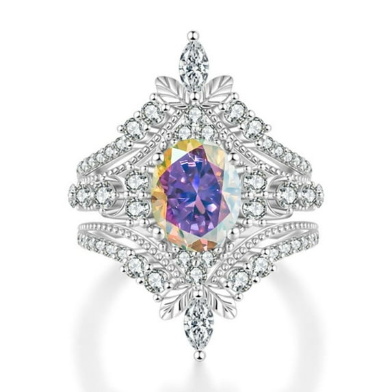 2 Carat Moissanite Wedding Ring Set for Women D Color VVS1 Oval ...