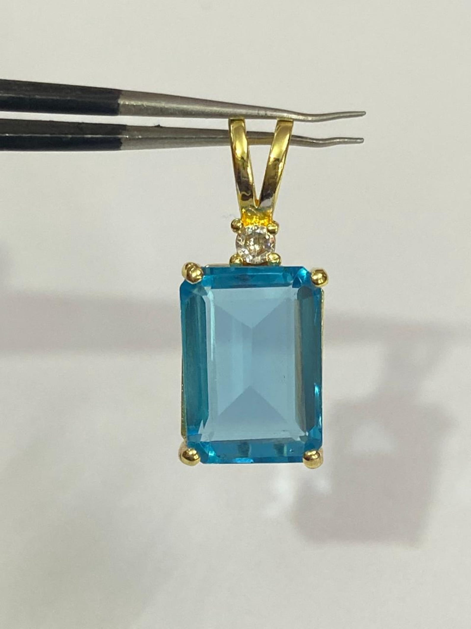 2 Carat Natural Emerald Cut Aquamarine Gold Plated Jewelry Sterling ...