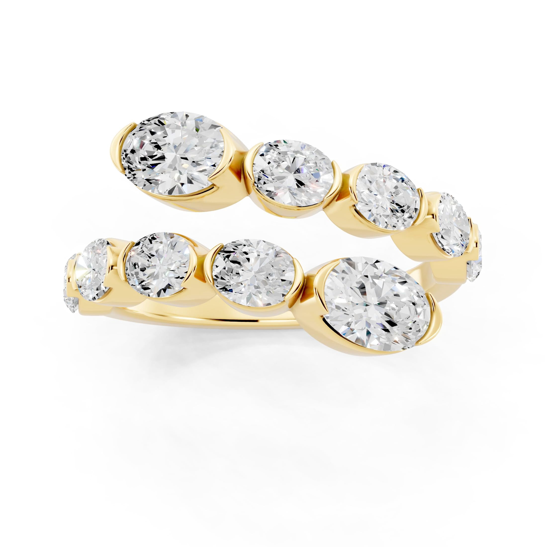 2 Carat Oval Cut Moissanite Open Wedding Bands Ring for Women in 14K ...