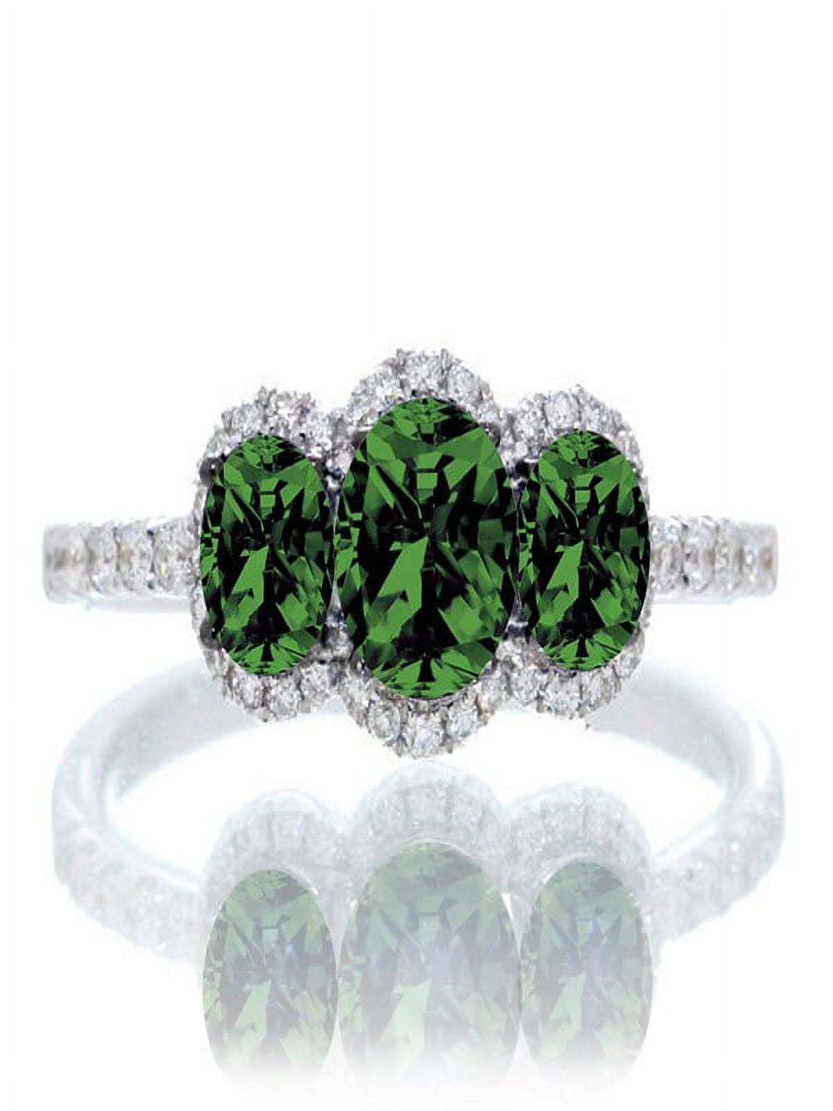2 Carat Oval Cut Three Stone Trilong Emerald Engagement Ring on 10k ...