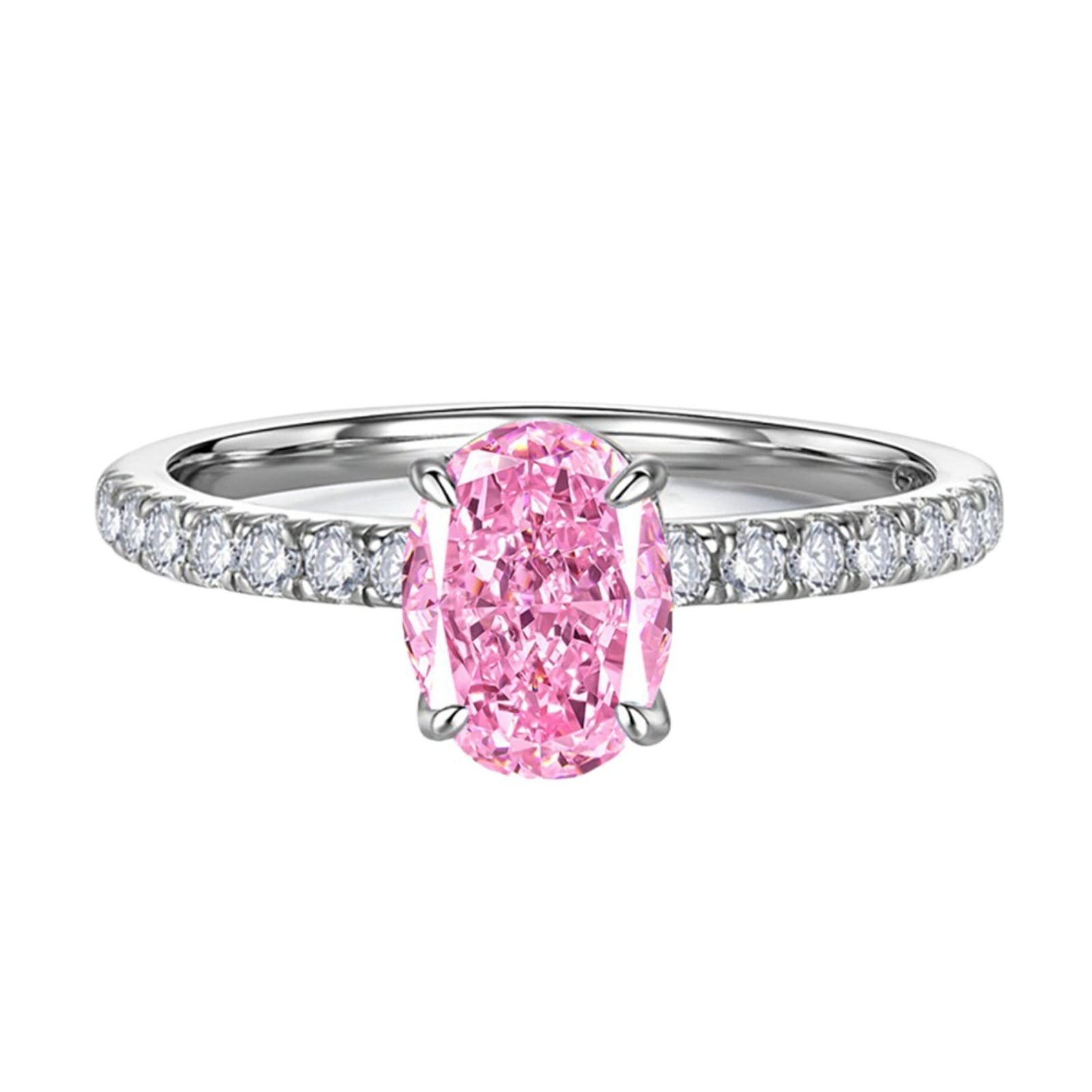 2 Carat Oval Shape Engagement Rings for Women 925 Sterling Silver ...