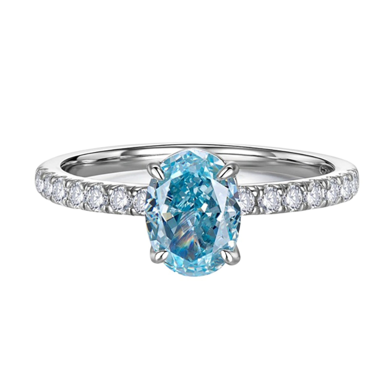 2 Carat Oval Shape Engagement Rings for Women 925 Sterling Silver ...