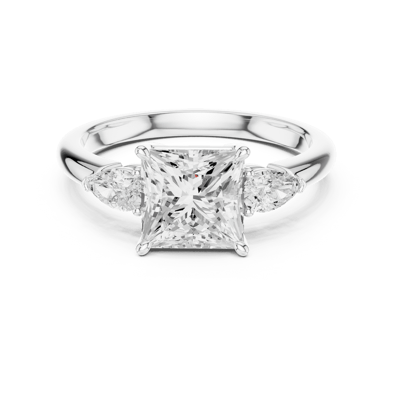 2 Carat Princess Cut Moissanite Ring with Pear Side Accents – Rose Gold ...