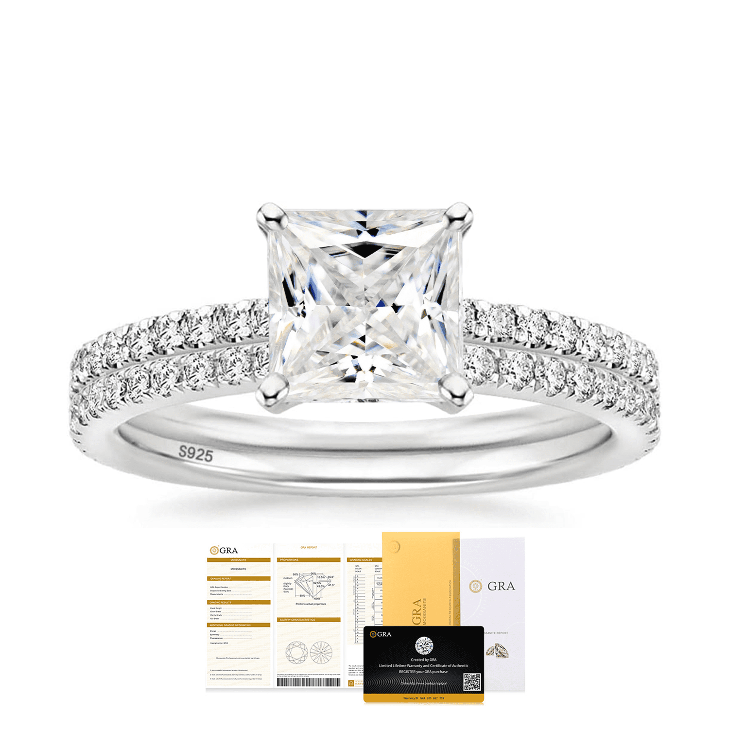 2 Carat Princess Cut Moissanite Wedding Set - Bridal Set - Handmade ...