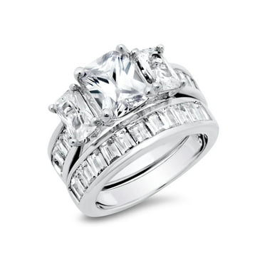 Sz 11 Sterling Silver 925 CZ Cubic Zirconia Infinity Wedding Engagement Ring Set - Walmart.com