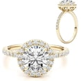 2 Carat Round Cut D Color VVS1 Moissanite Halo Engagement Ring for ...