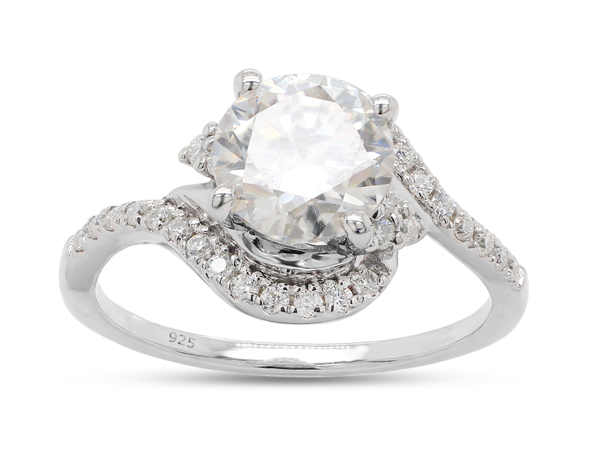 2 Carat Round Cut Lab Created Moissanite Diamond Two Tone Swirl Bypass ...