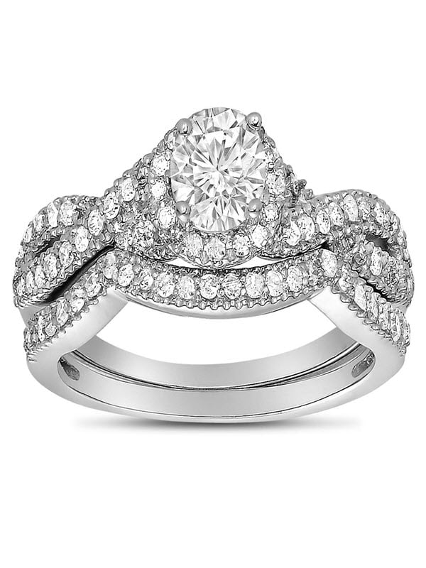 2 Carat Round Diamond Infinity Wedding Ring Set in White Gold for Her ...