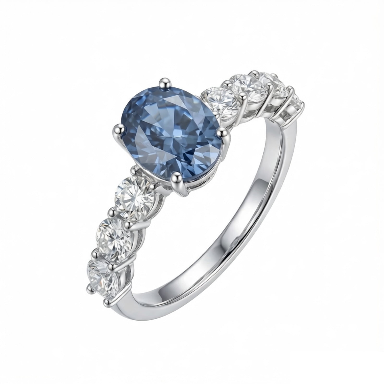 2 Carat Royal Blue Moissanite Rings for Women D Color VVS1 Clarity ...