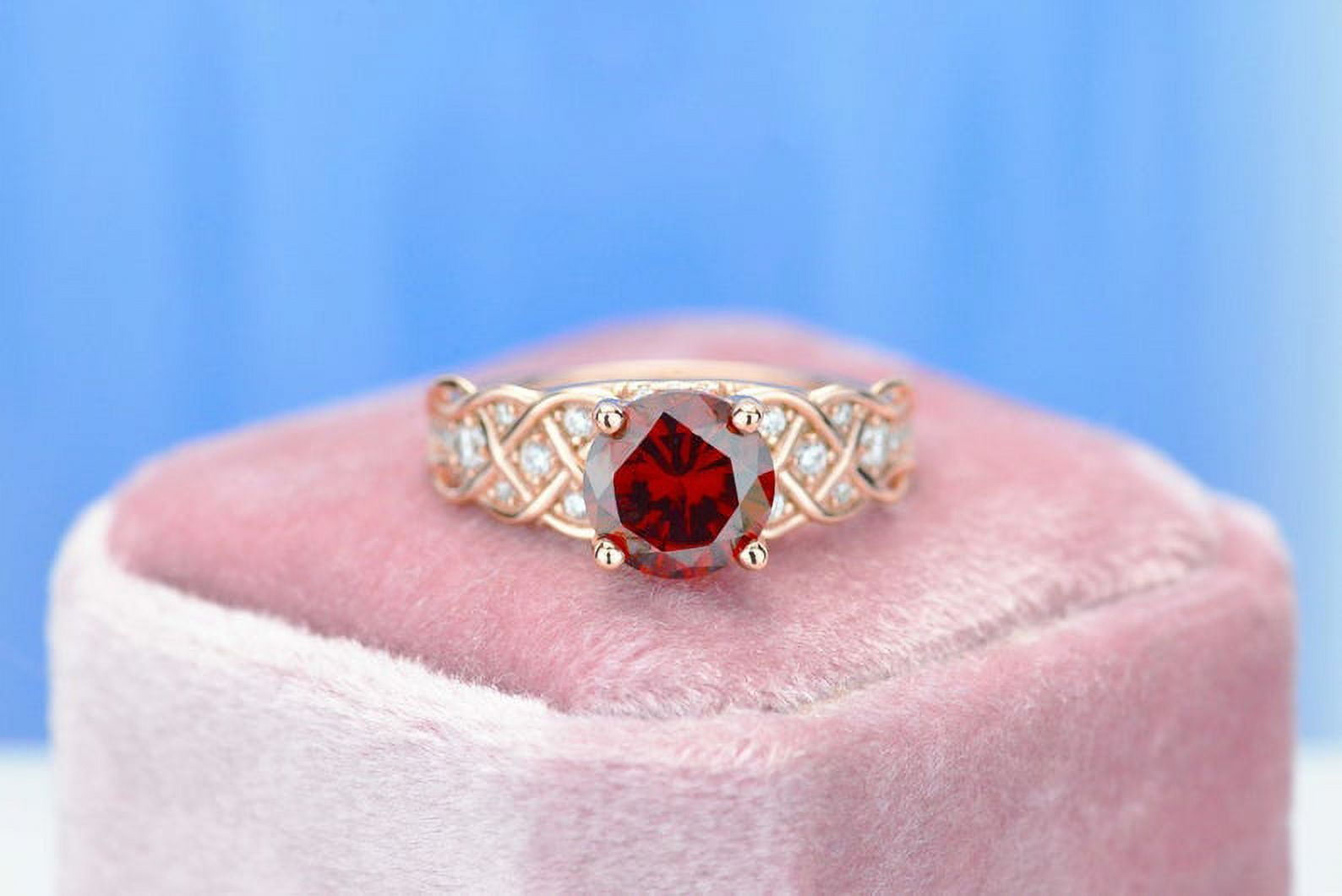 2 Carat Ruby Round Center Stone Lace Engagement Ring, Size 5 - Walmart.com