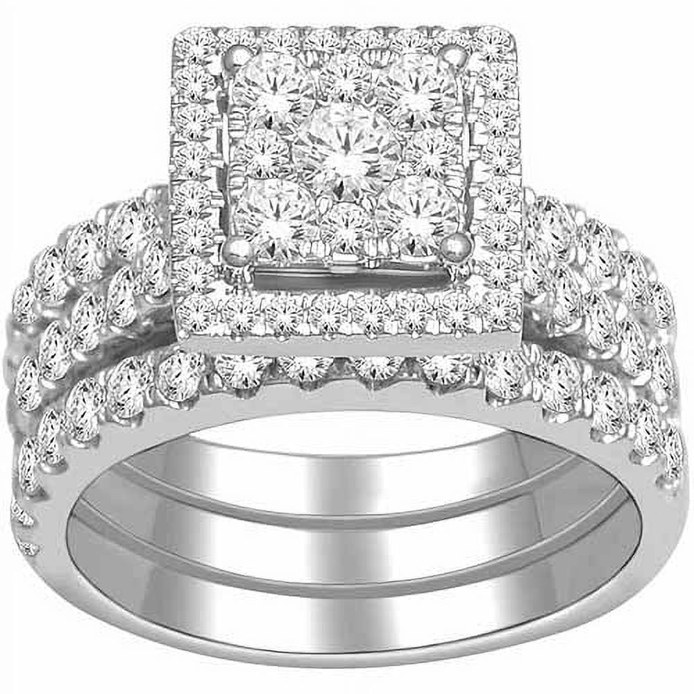 2 Carat T.W. Diamond 10kt White Gold Square-Shape Engagement Ring Set ...
