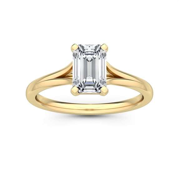 2 Carat (ctw) 14K Yellow Gold Emerald Cut LAB GROWN Diamond Solitaire ...