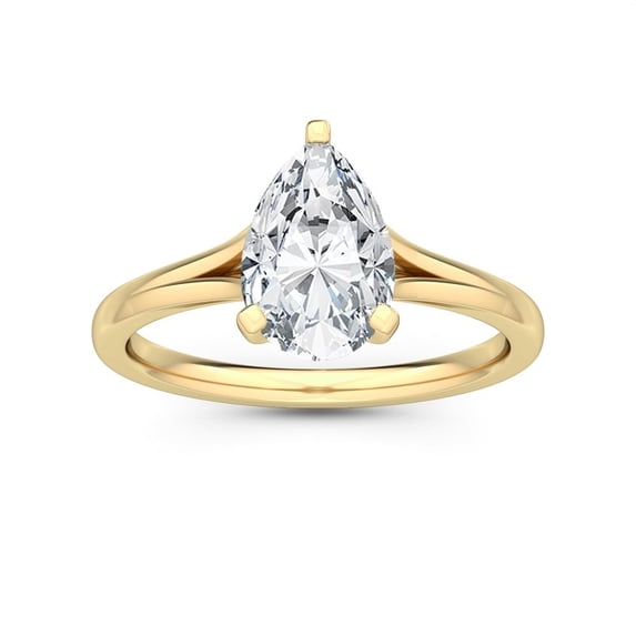 2 Carat (ctw) 14K Yellow Gold Pear Cut LAB GROWN Diamond Solitaire ...