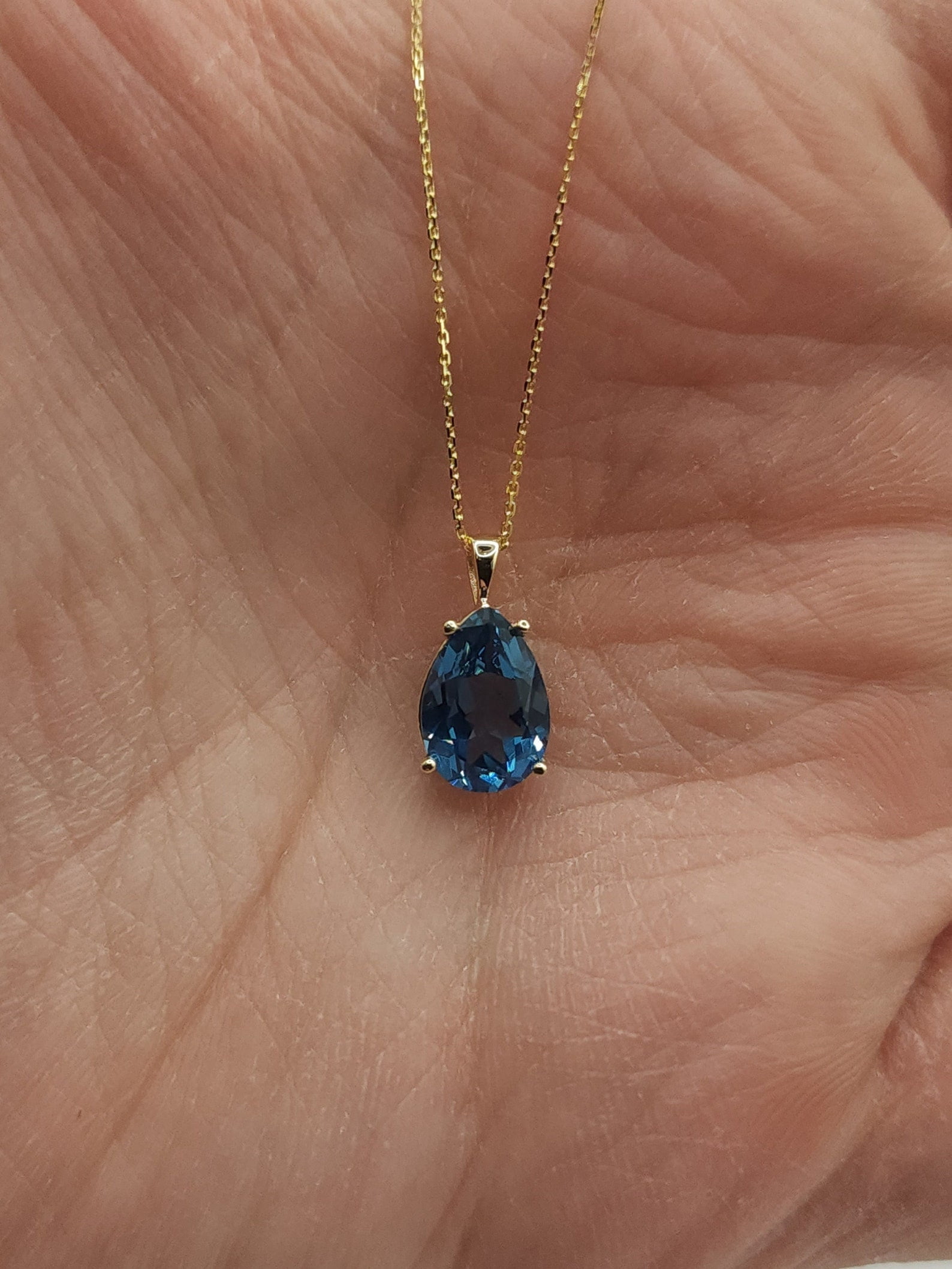 2 Carat pear Cut Topaz Pendant Necklace Gold plated Jewelry Milimalist ...