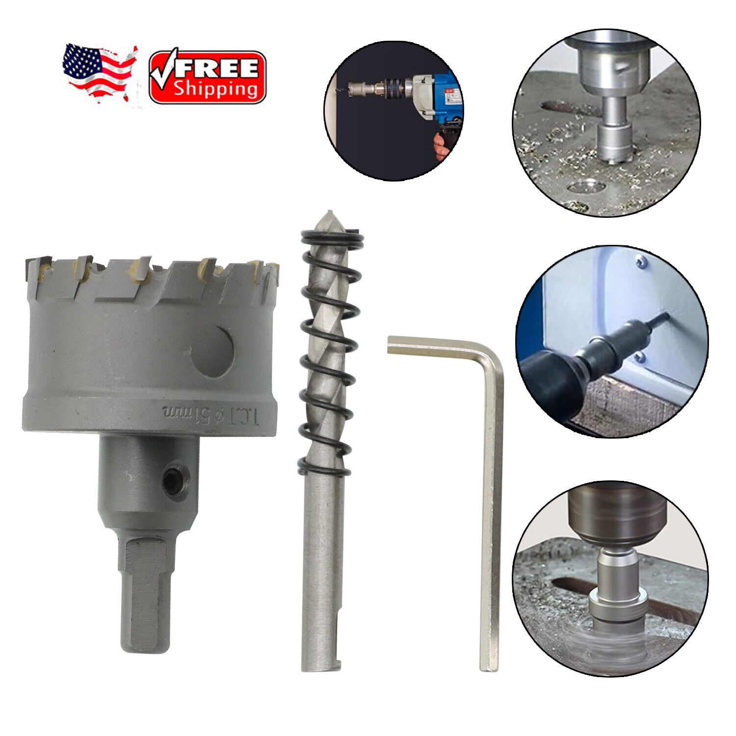 2'' Carbide Tip TCT Hole Saw Cutter Drill Bit For Alloy Steel Metal ...