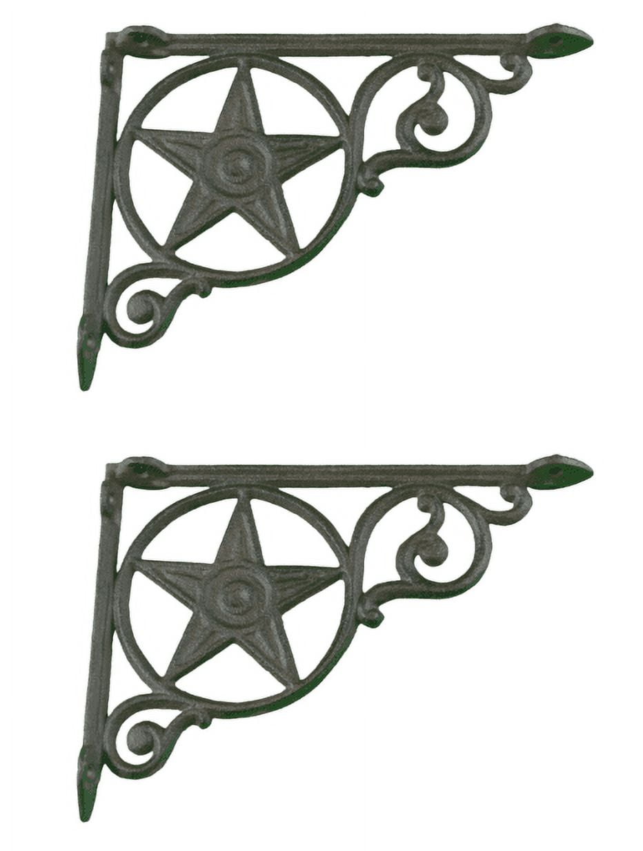 2 Cast Iron Star Brackets Garden Braces Shelf Bracket RUSTIC Corbels ...