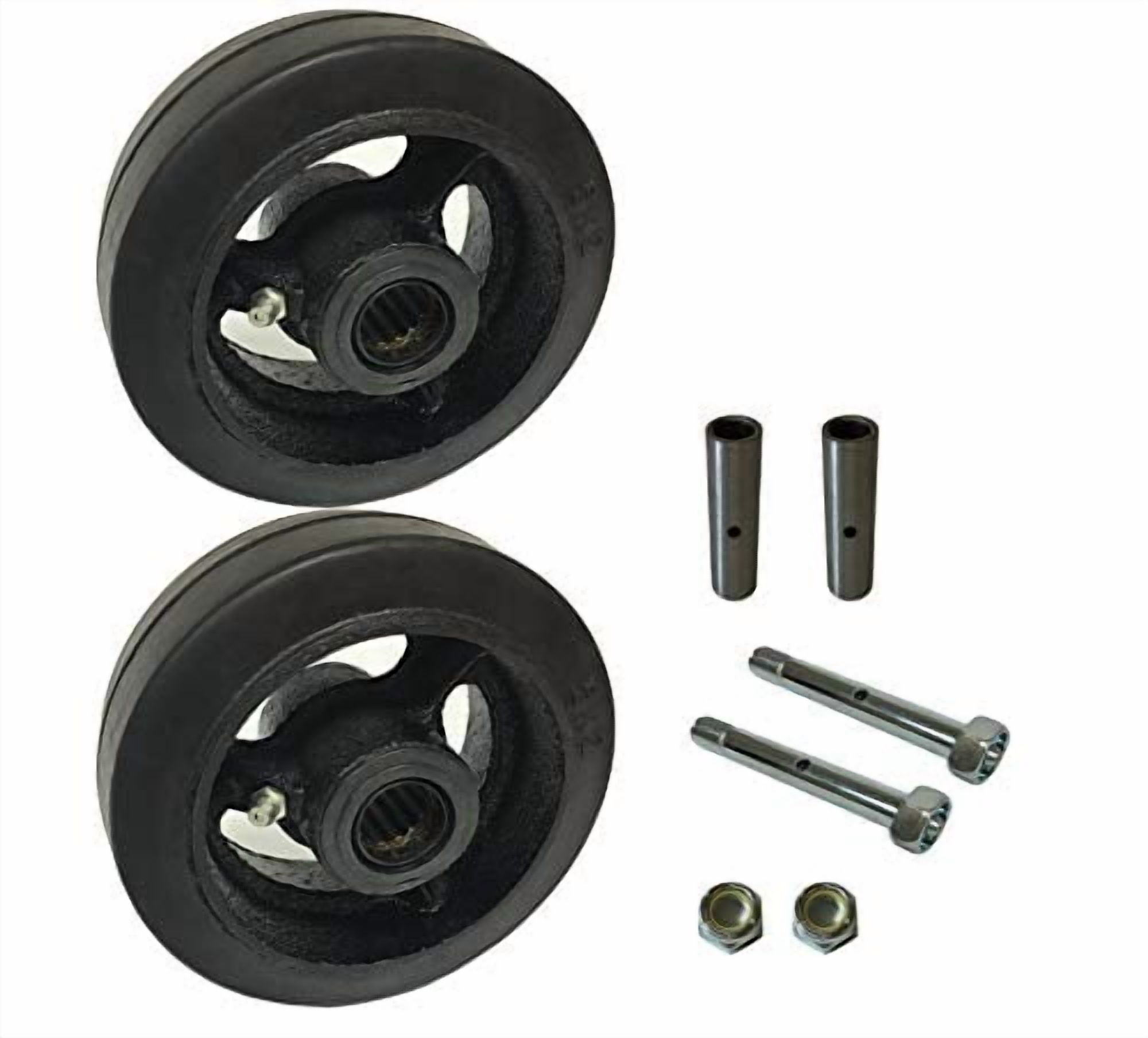 2 Caster Wheels Set 4" 5" 6" 8" Rubber on Cast Iron Wheel Set with ...