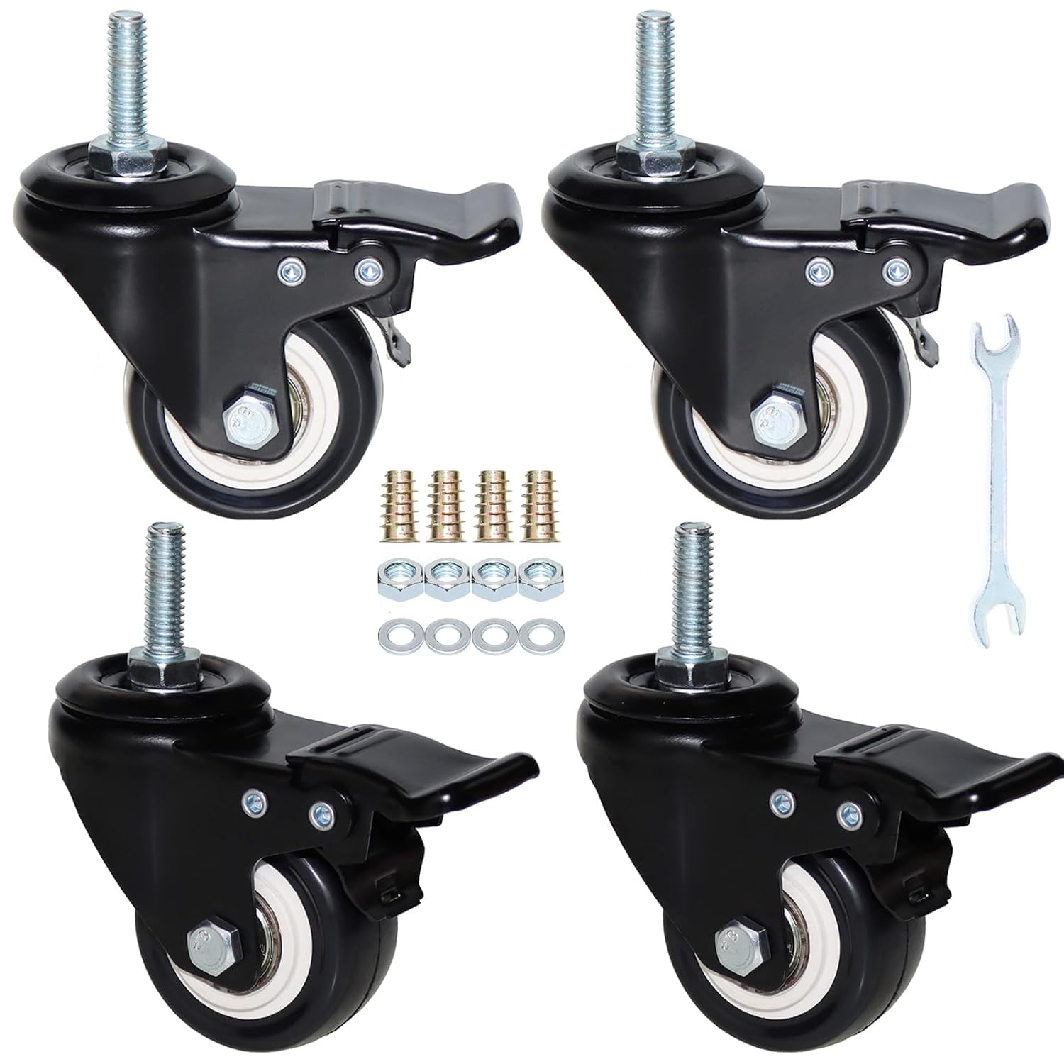 2'' Caster Wheels, Swivel Stem Casters 5/16'' - 18x1'' (Screw Diameter ...