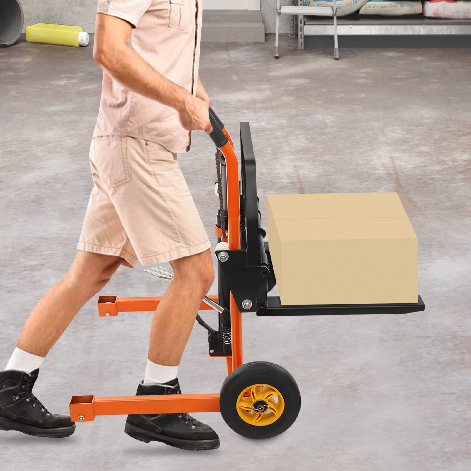 2 Casters 440lbs Hydraulic Material Lift Winch Stacker Adjustable ...