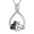 2 Cats Pendant Necklace 925 Sterling Silver Black and White Cat ...