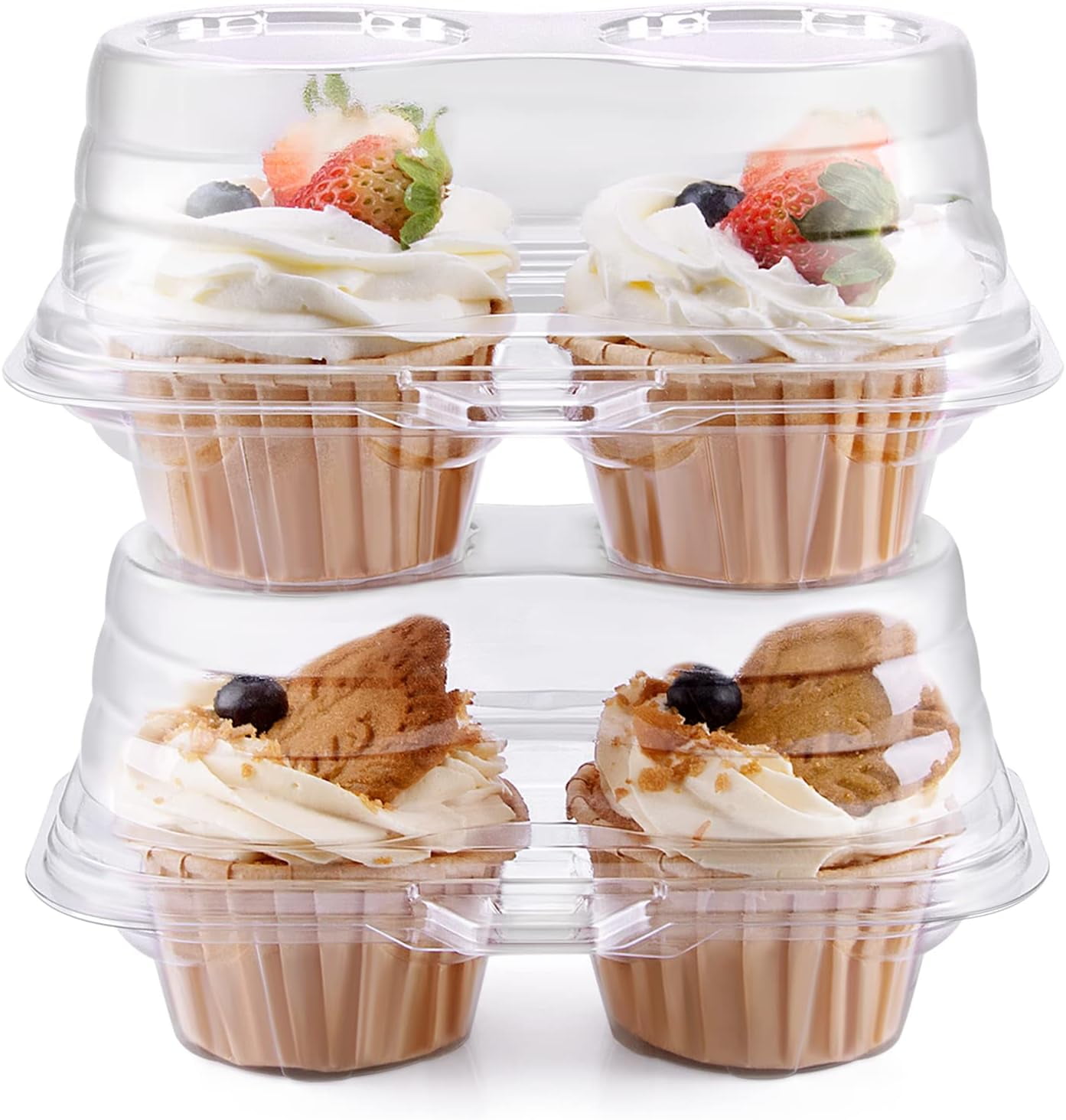 2 Cavity Cupcake Boxes-Stackable Regular Cupcake Carrier Holder ...