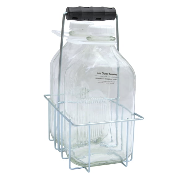 2 Cell Wire Milk Bottle Carrier, Holds Two 64 Oz Bottles, Heavy Wire ...