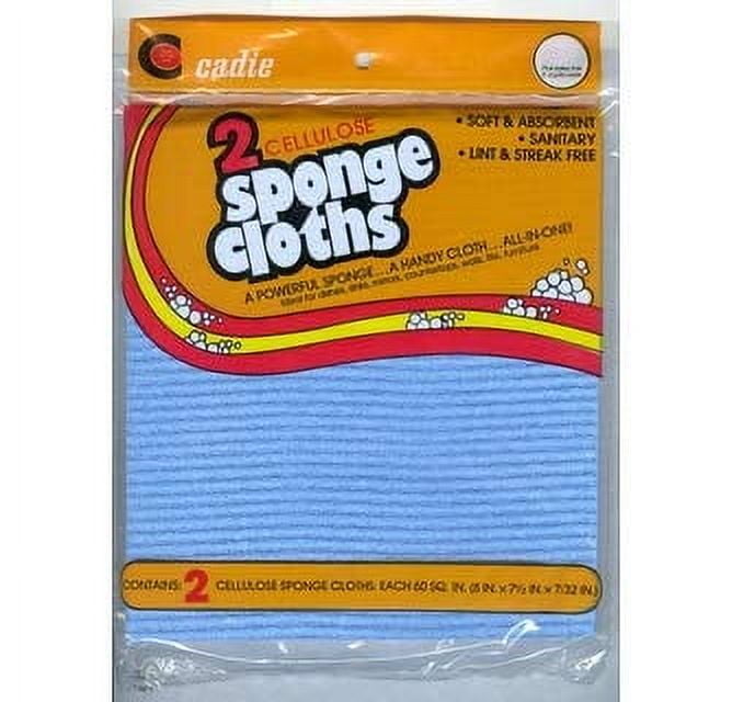 2 Cellulose Sponge Cloths Blue Soft & Absorbent Sanitary Lint & Streak ...