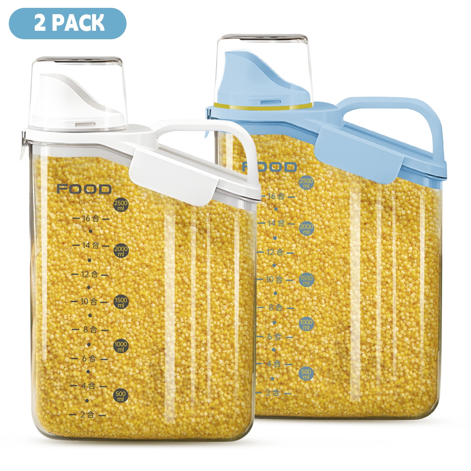 2 Cereal Containers Storage, 2.8L/95oz Airtight Large Food Storage ...