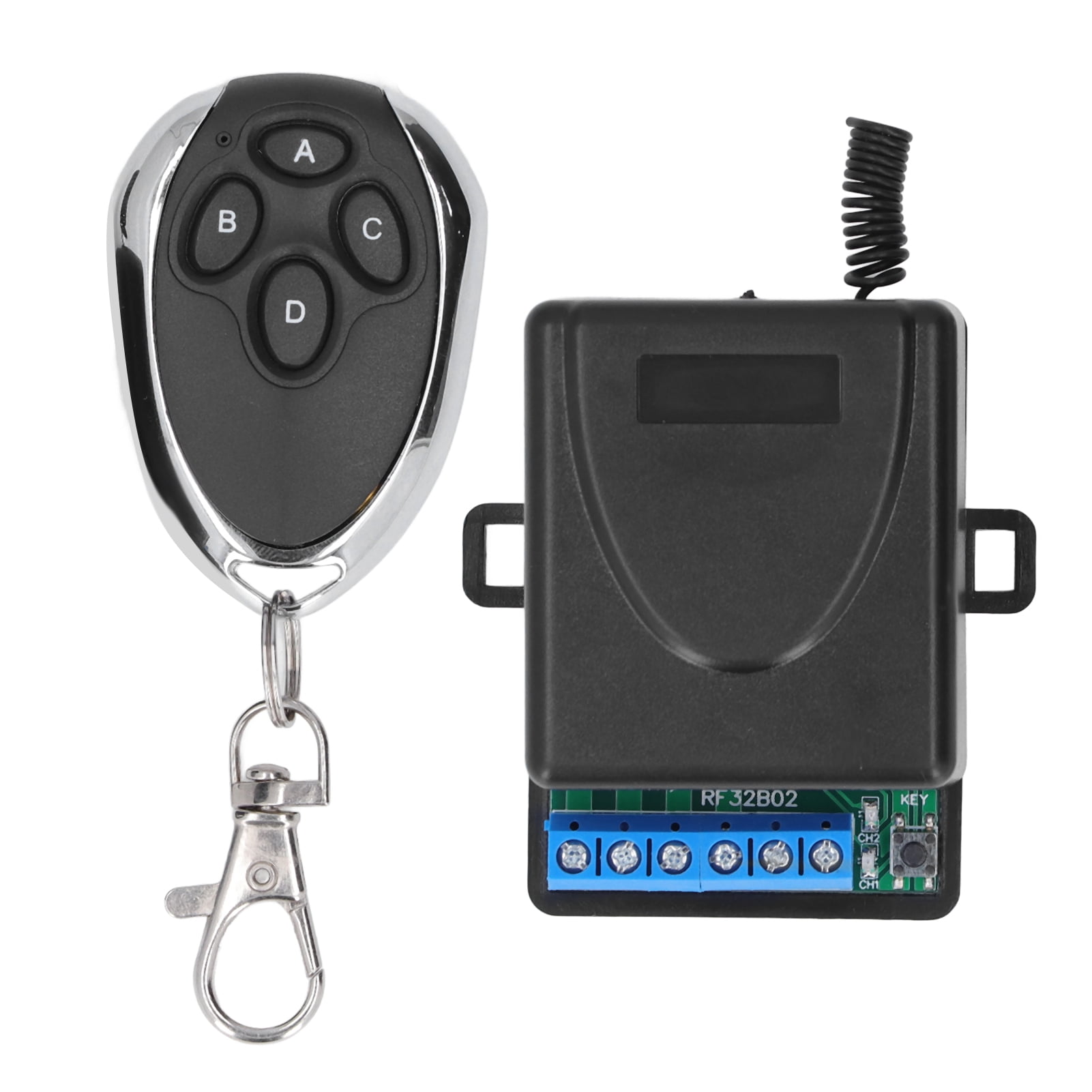 2-Channel 433MHz Rolling Code Relay Receiver Switch Wireless Remote ...