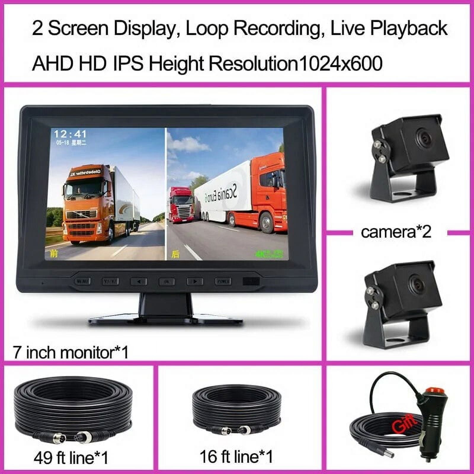 2 Channel 7" IPS Screen Car Truck Bus AHD DVR Monitor with Digital ...