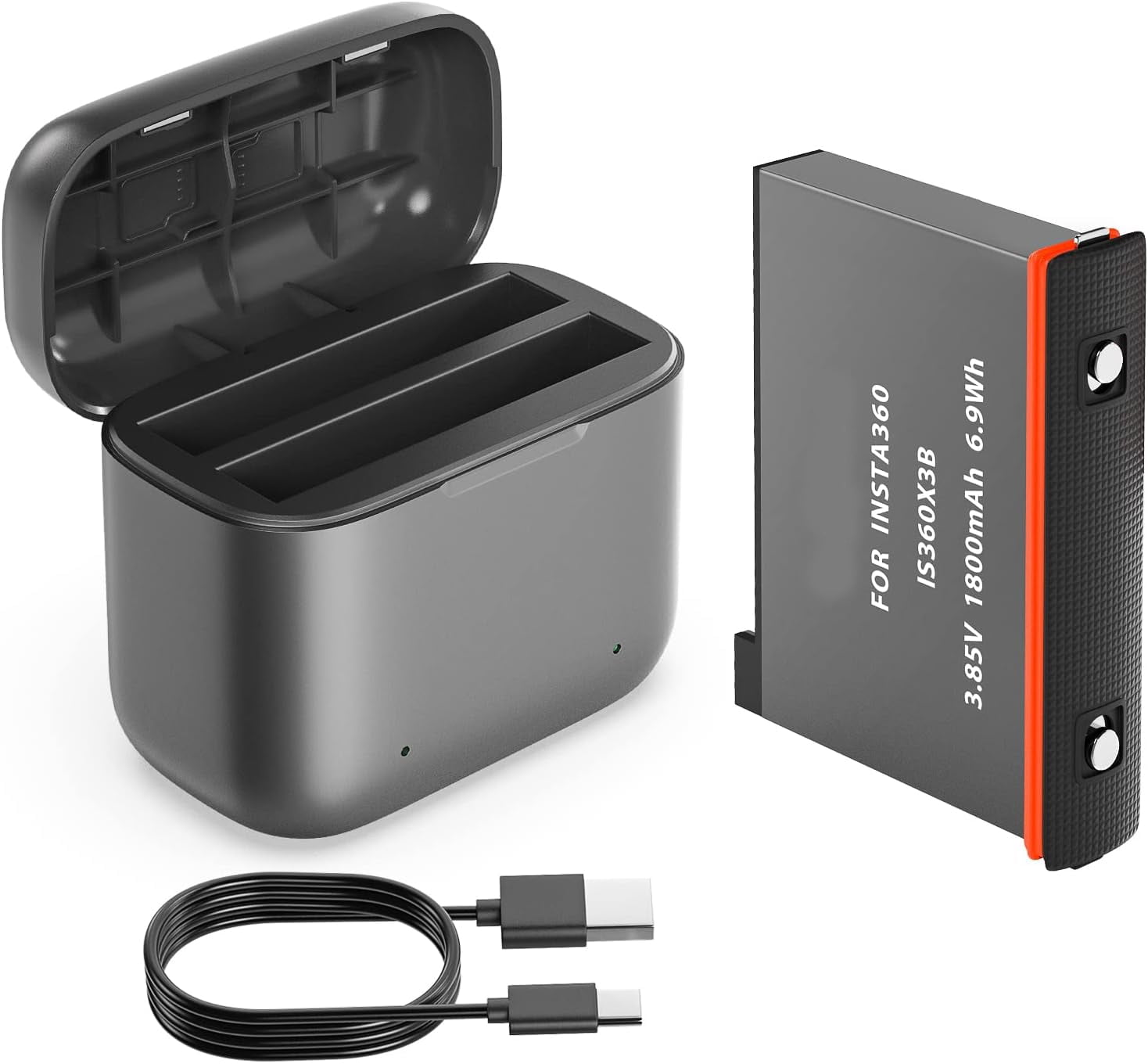 2 Channel Battery Charging Station & One Battery for Insta360 x3 Camera ...